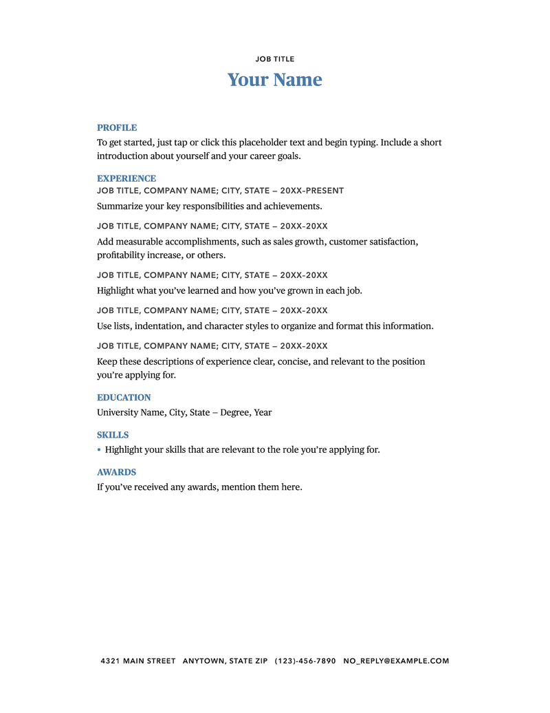 14 Free Pages Resume Templates for Mac