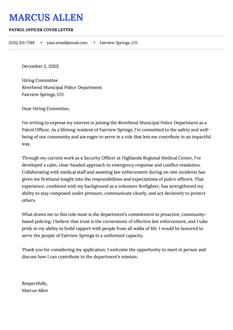 13 Police Officer Cover Letter Examples & Writing Tips
