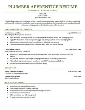 Free Plumber Resume Examples to Download (with Writing Tips)