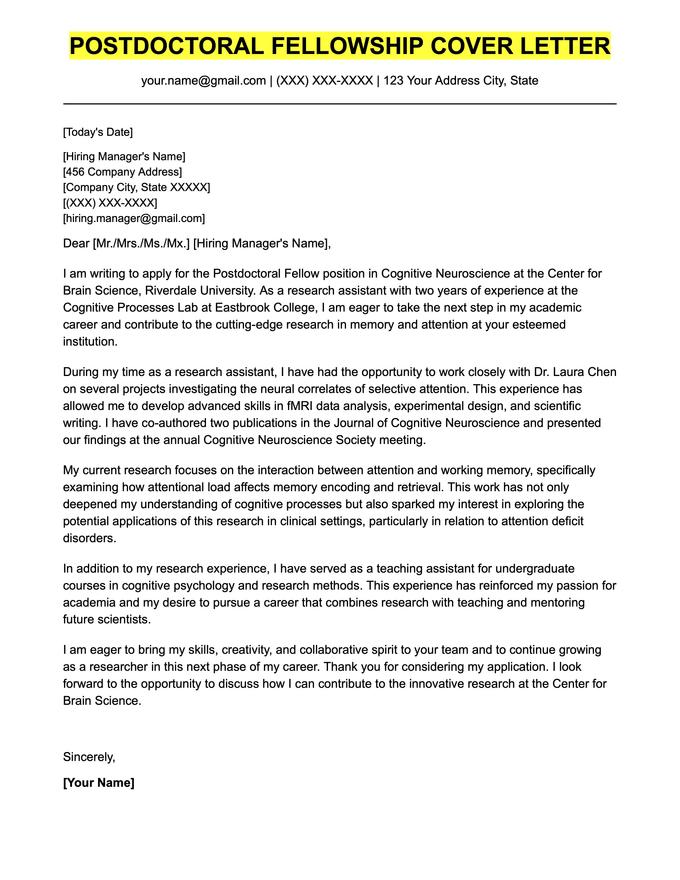 Academic Cover Letter Example & Tips