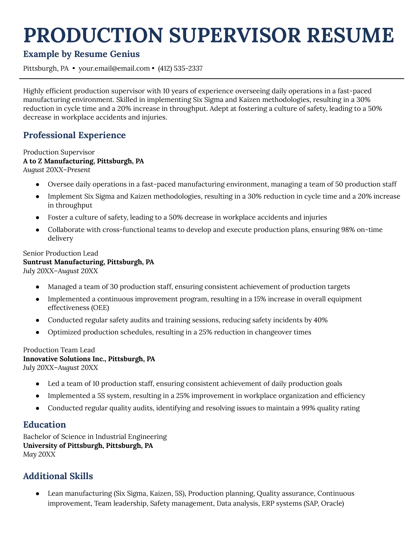 Supervisor Resume Examples, Template & Writing Guide