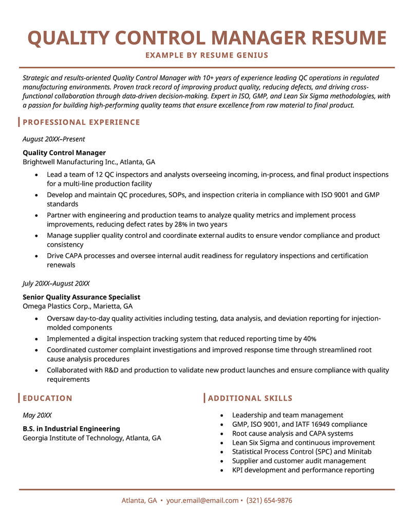 14 Quality Control Resume Examples (With Tips & Skills)