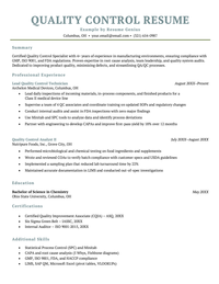 14 Quality Control Resume Examples (With Tips & Skills)
