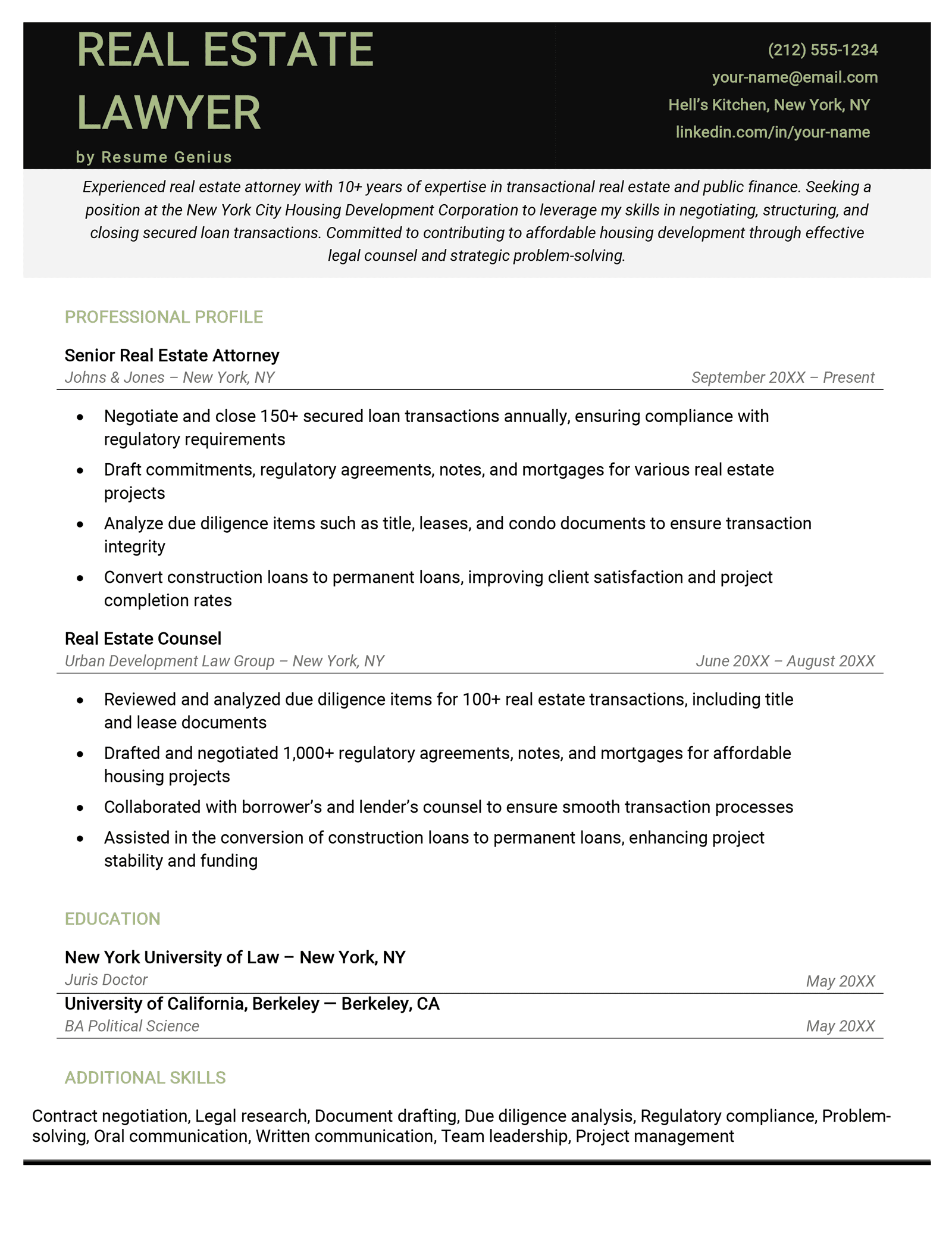 4 Lawyer Resume Examples & Template for 2026