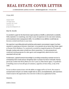 Real Estate Cover Letter Example | Resume Genius