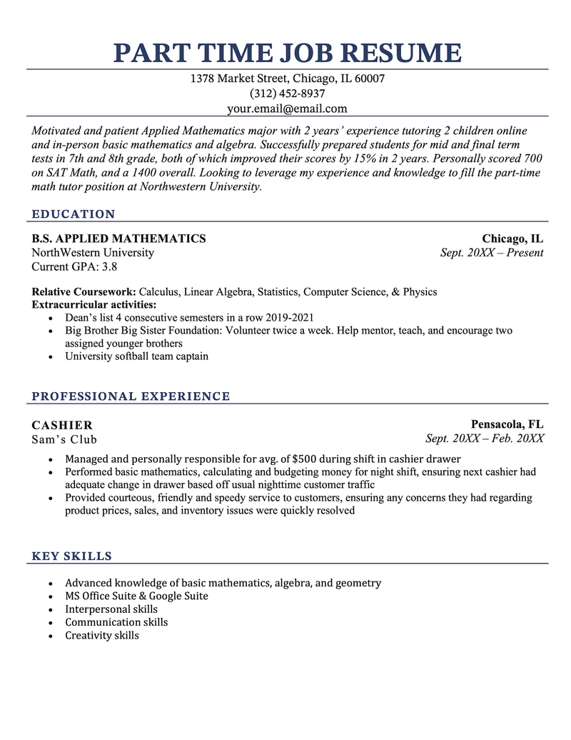 Resume for a Part-Time Job: Examples & How To Write