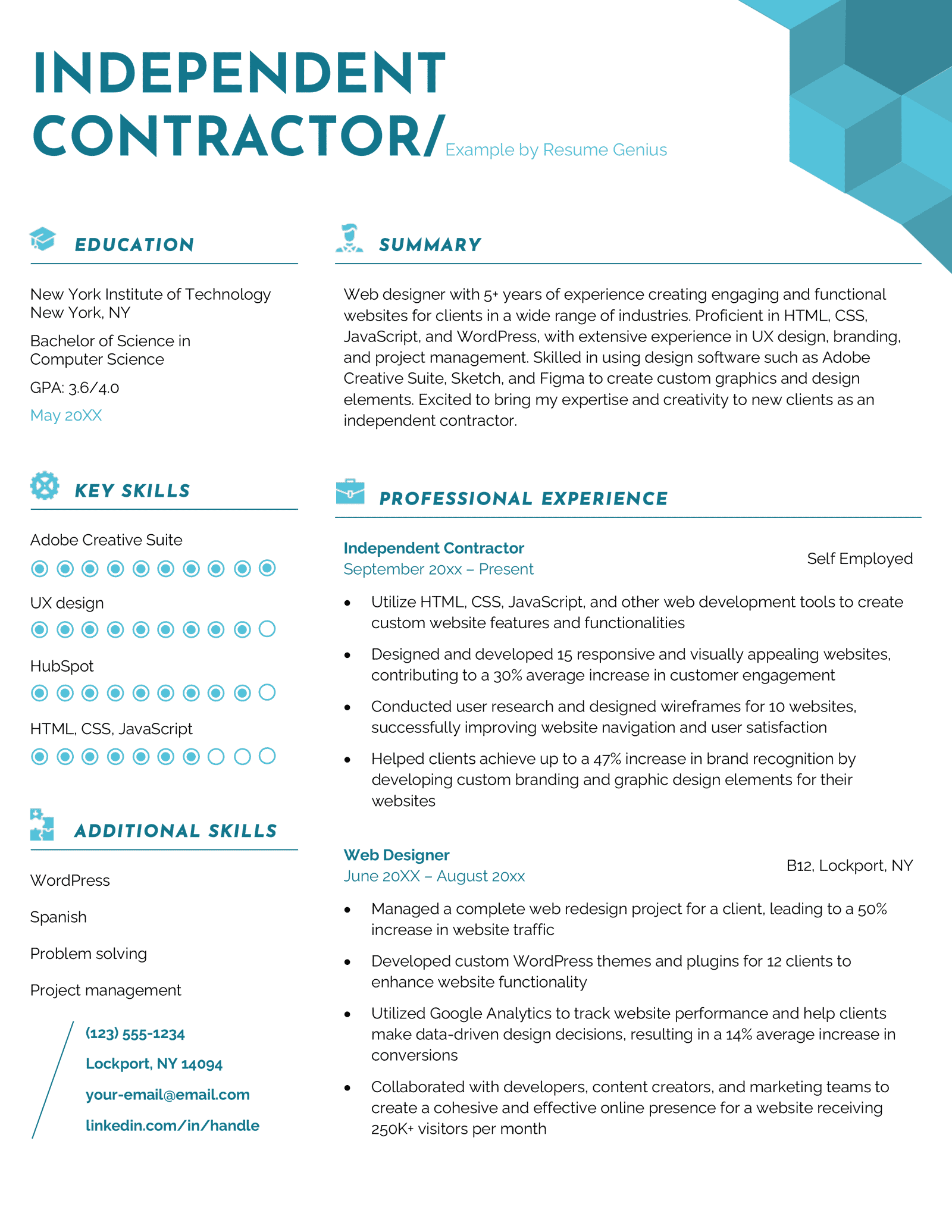 6 Contractor Resume Examples & Template for 2026