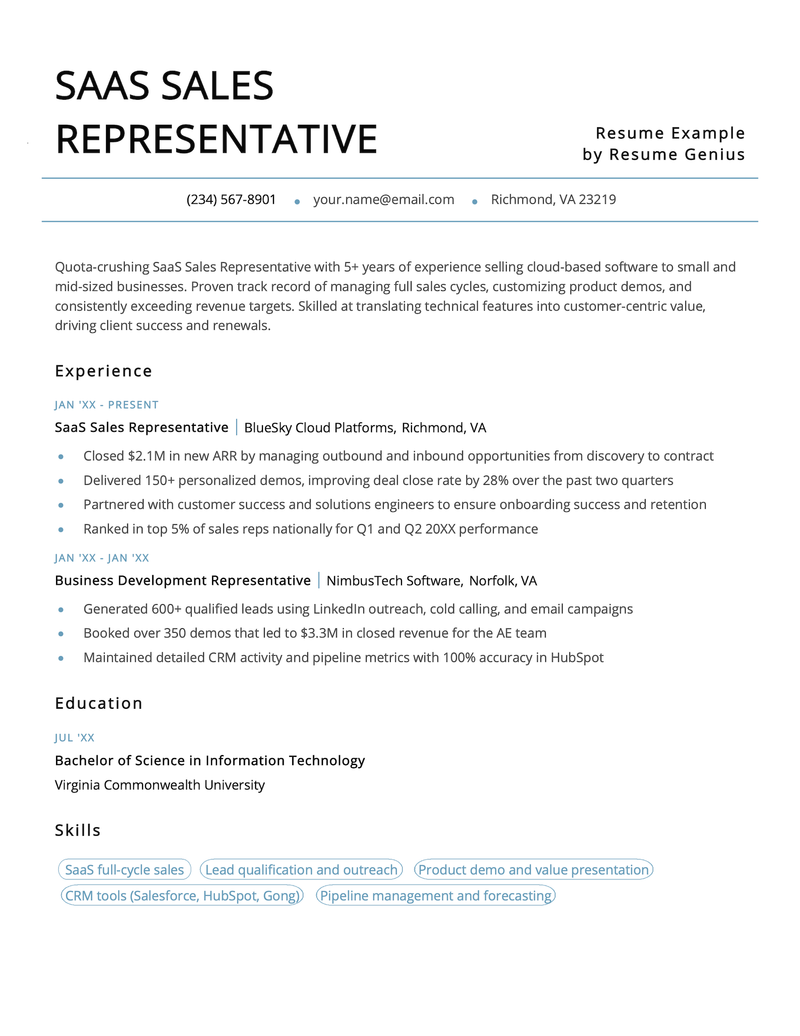 37 Sales Resume Examples & Writing Tips