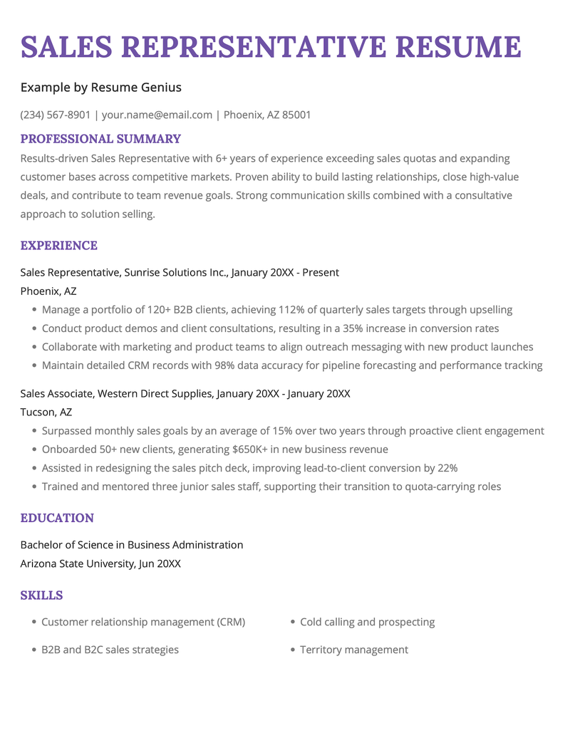 37 Sales Resume Examples & Writing Tips