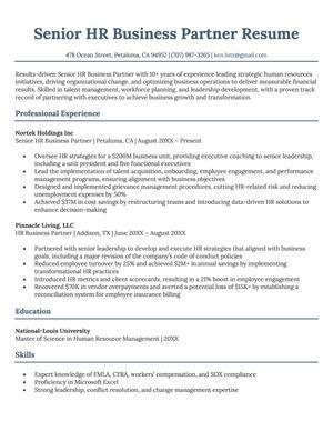 HR Business Partner Resume - Samples & 14 Skills to List