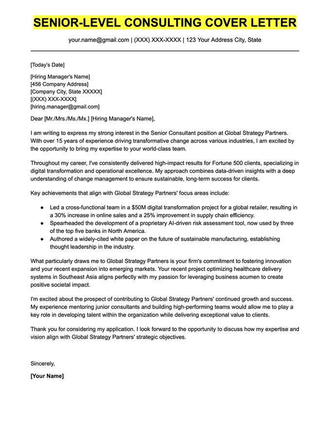 Consulting Cover Letter Examples & Writing Tips