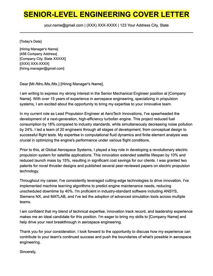 Engineering Cover Letter Example & Tips