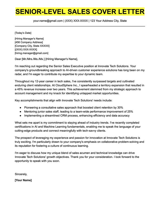 Sales Cover Letter Examples & Tips