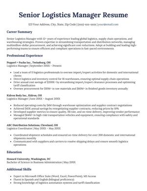 Logistics Manager Resume (Samples & How to Write)