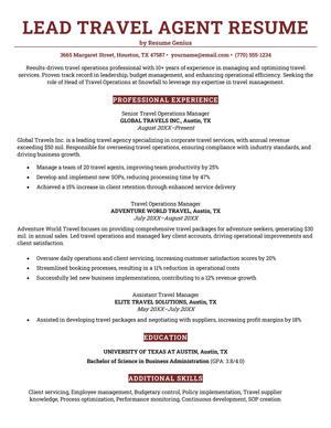 3 Travel Agent Resume Examples & Writing Tips for 2026