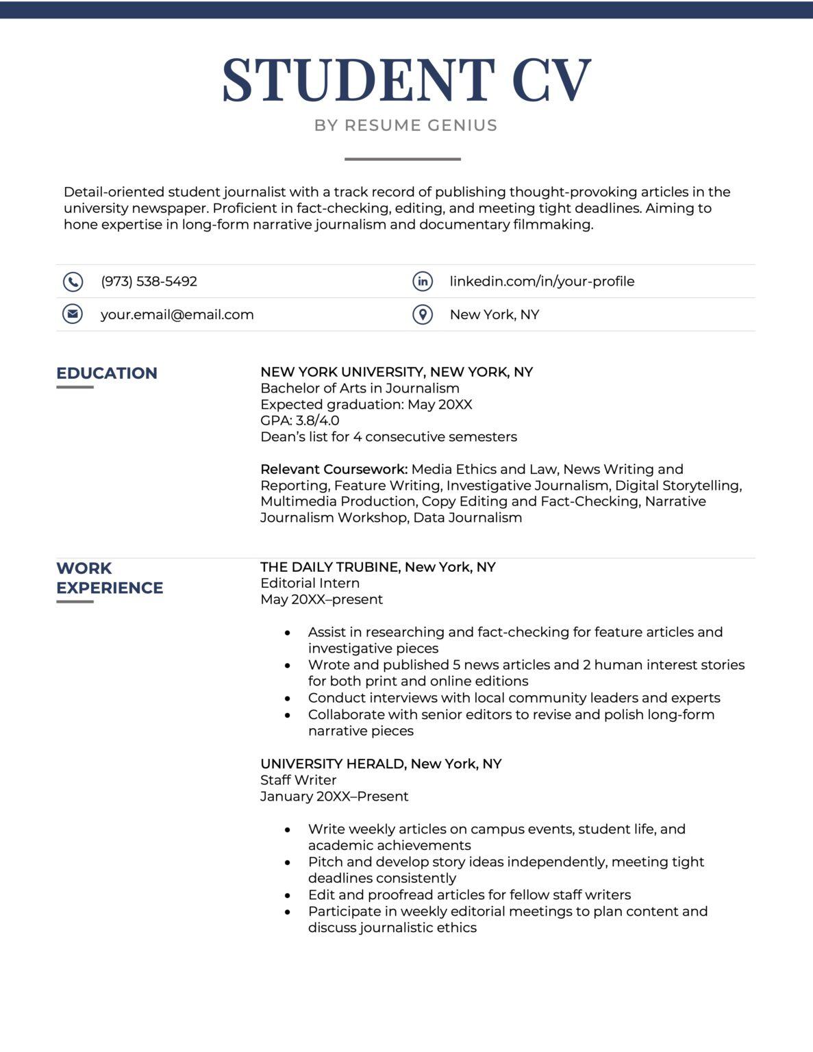 CV Examples For Students (With Fill-In Template & Tips)