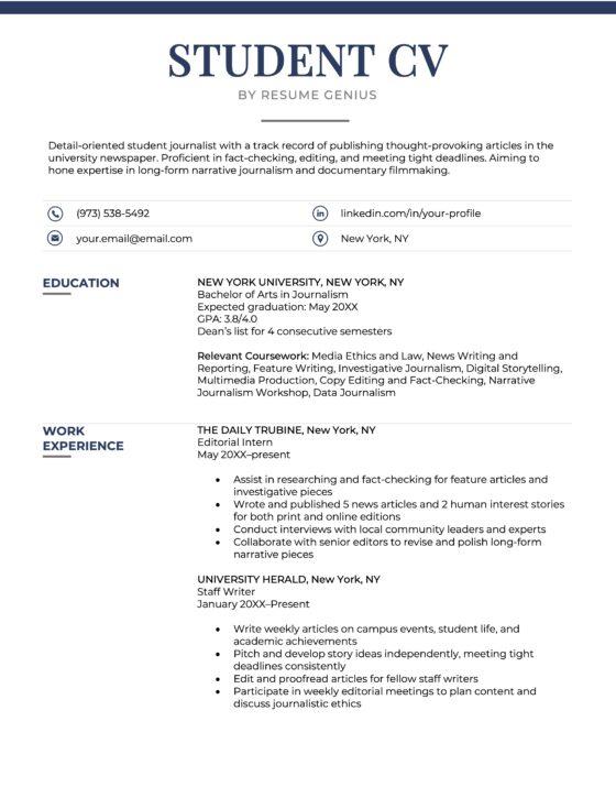 CV Examples For Students (With Fill-In Template & Tips)