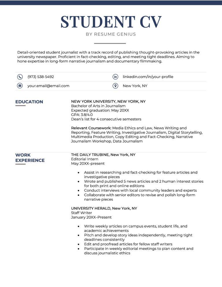 CV Examples For Students (With Fill-In Template & Tips)