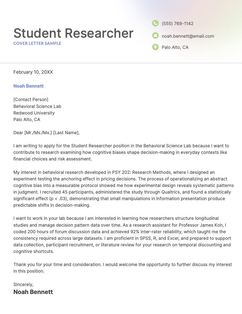 12 College Student Cover Letter Samples & Guide