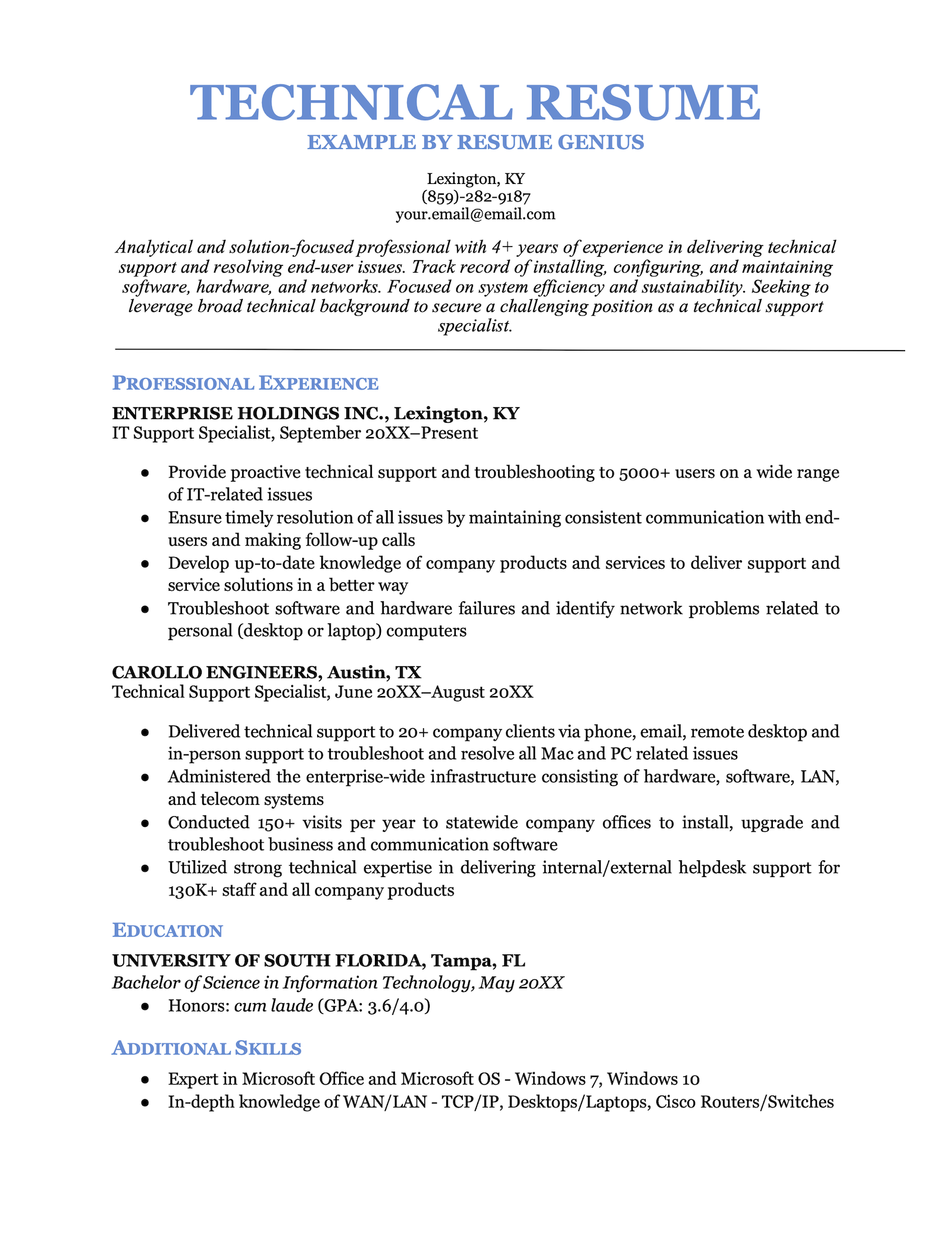View Tech Resume Template Background Infortant Document