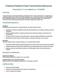 PCT (Patient Care Technician) Resume Samples to Download