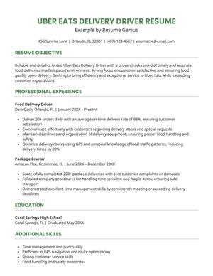 Uber Driver Resume Examples & Writing Tips - Free Download