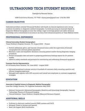 Ultrasound Tech Resume Examples, Template, & Skills to List