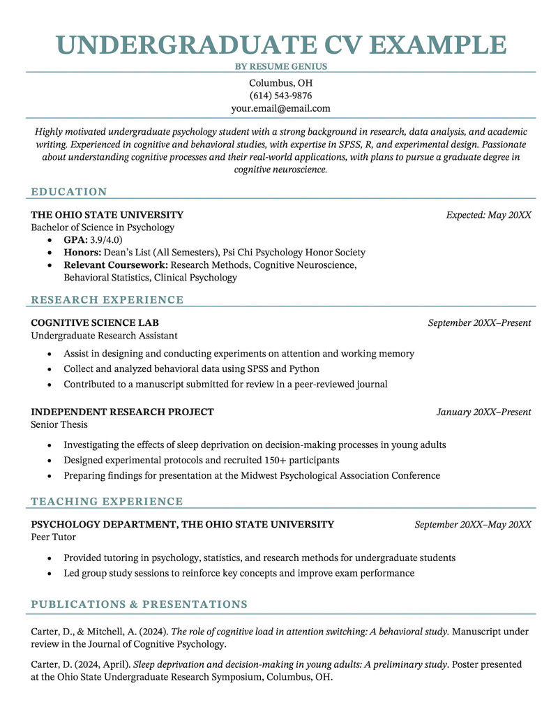 Curriculum Vitae (CV) Format (Examples & Guide)